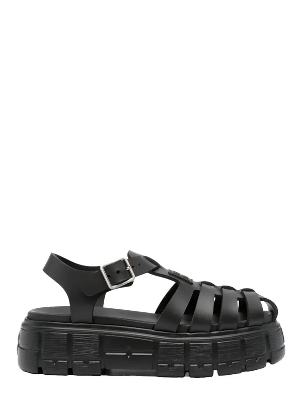 Miu Miu Appliqué-logo Flatform Sandals - Black