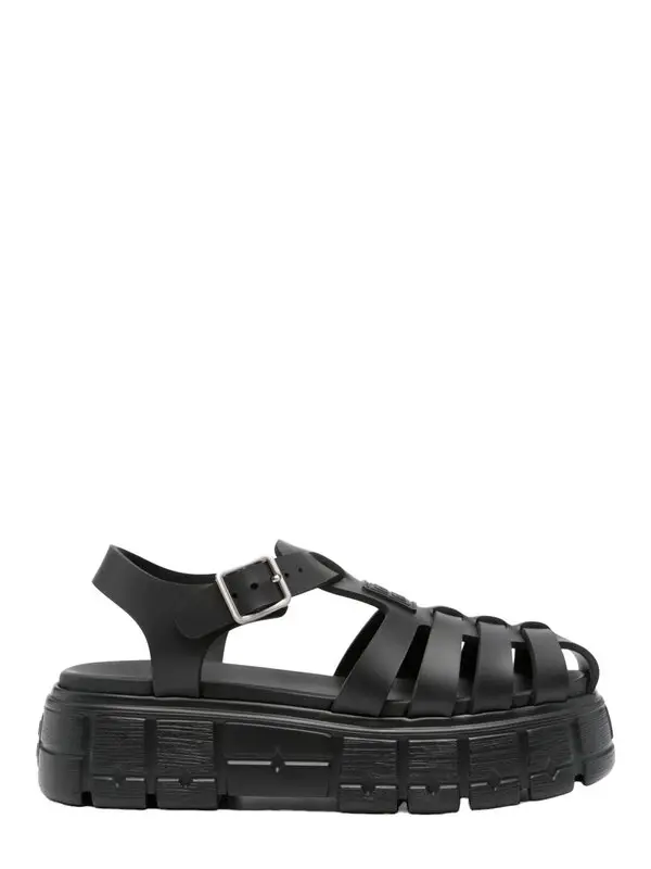 Miu Miu Appliqué-logo Flatform Sandals - Black