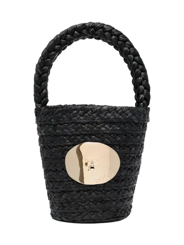 Patou Raffia Bucket Bag - Black