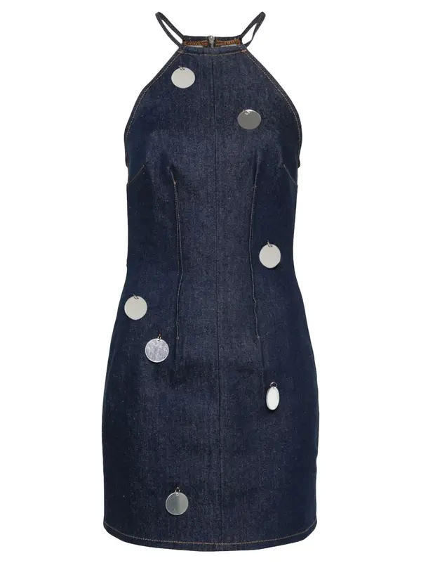 David Koma Mirror-detail Denim Mini Dress - Blue