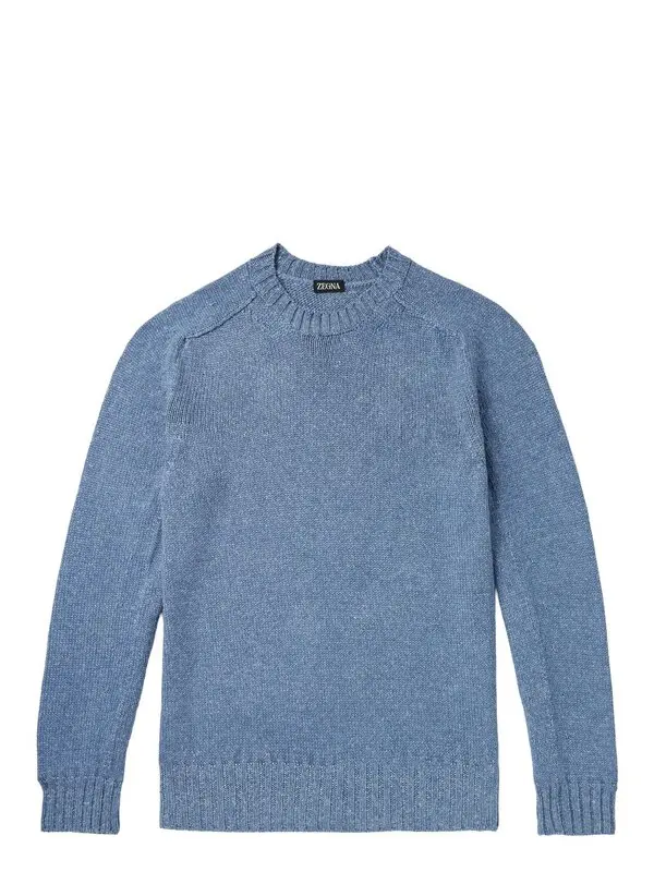 Zegna Silk, Cashmere And Linen-blend Sweater - Blue
