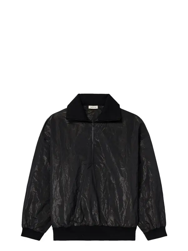 Fear Of God Logo-appliquéd Crinkled-shell Half-zip Track Jacket - Black