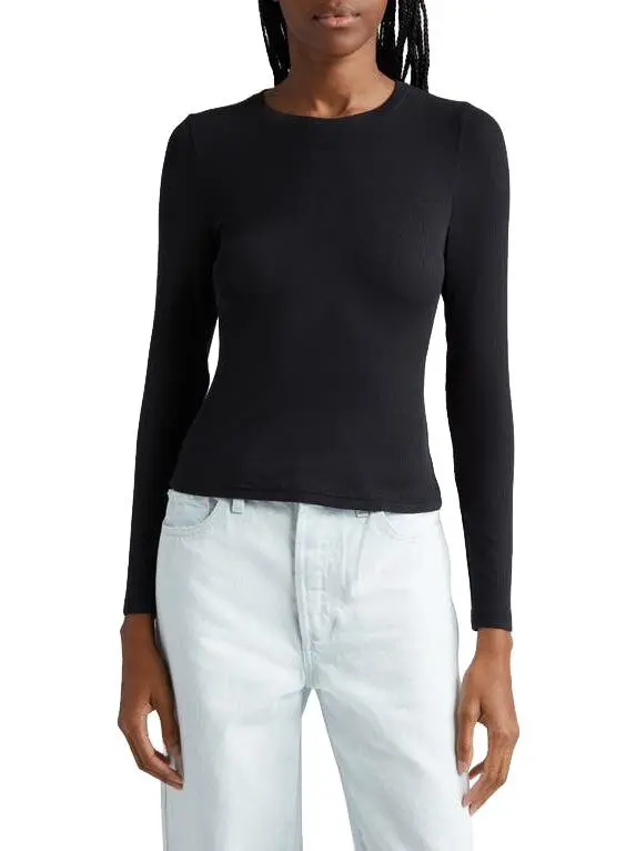 FAVORITE DAUGHTER The Rib Long Sleeve Top - Black