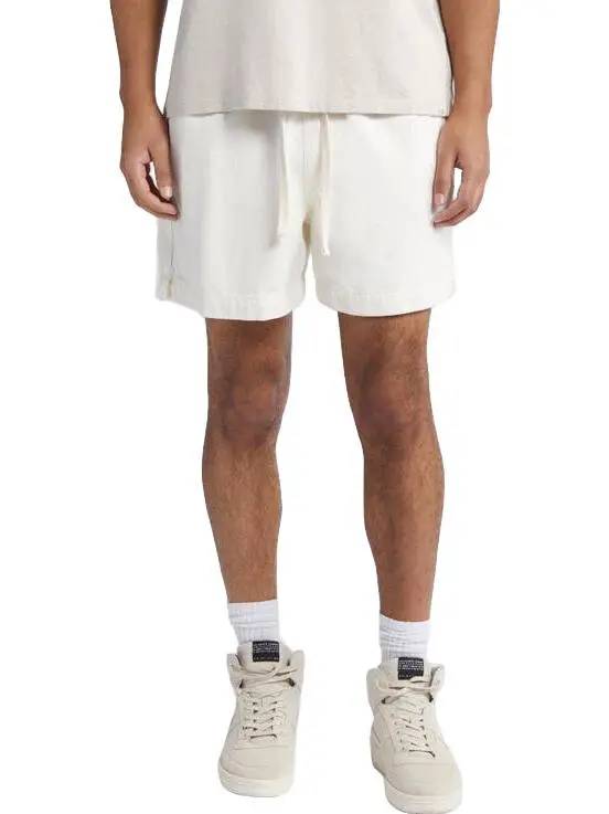 FRAME Elastic Waist Cotton Terry Shorts - Off White