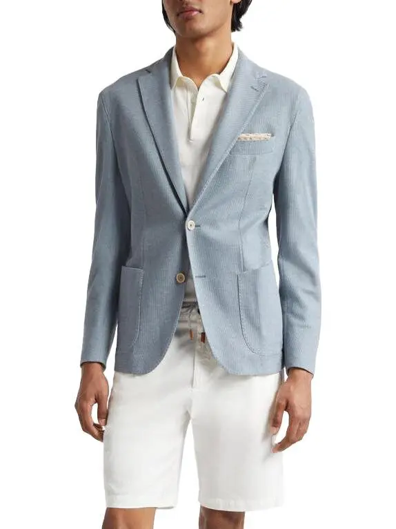 Eleventy Single-breasted Cotton Knit Sport Coat - Baby Blue