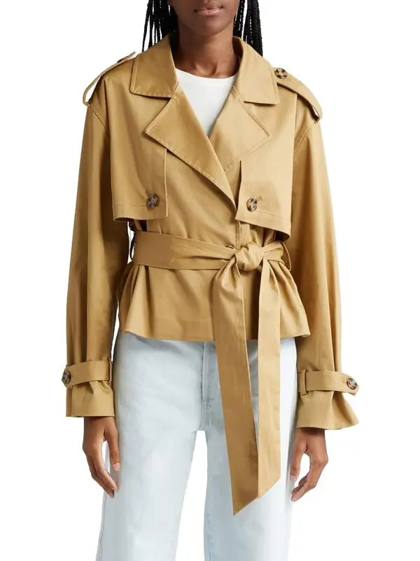 FAVORITE DAUGHTER The Charles Crop Trench Coat - Sand