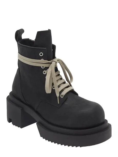 Rick Owens Lido Laced Combat Boot - Black