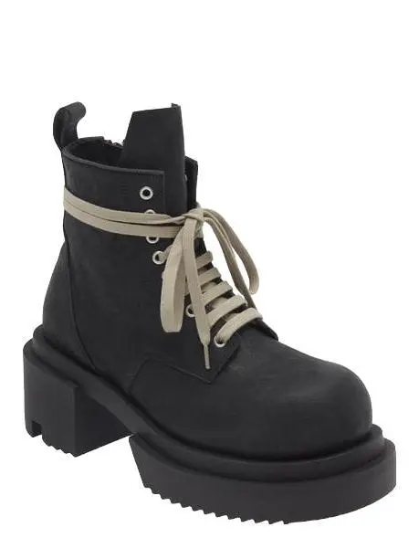 Rick Owens Lido Laced Combat Boots - Black