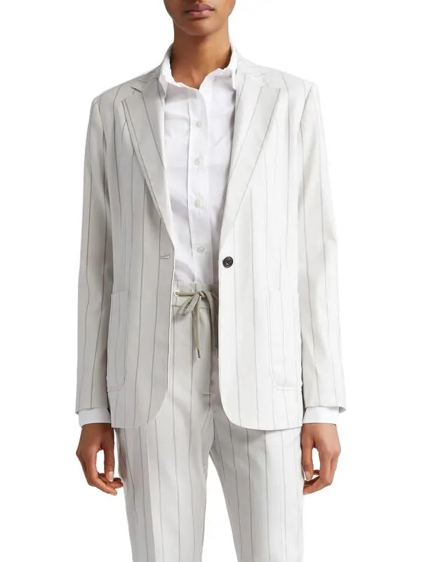 Eleventy Pinstripe Single-breasted Blazer - Ivory