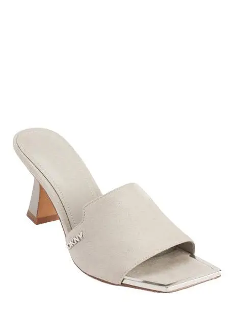 Dkny Square Toe Slide Sandal - Grey Satin