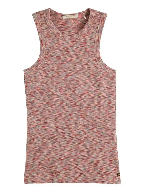 Scotch & Soda Space Dye Cotton Tank - Pink Grey Space Dye