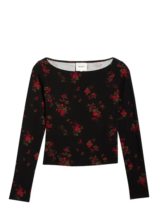REFORMATION Wiley Ballet Neck Long Sleeve Top - Bossanova