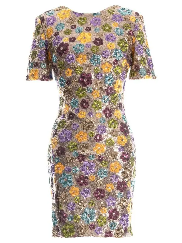 Dress The Population Maddox Floral Sequined Minidress - Gold Multi