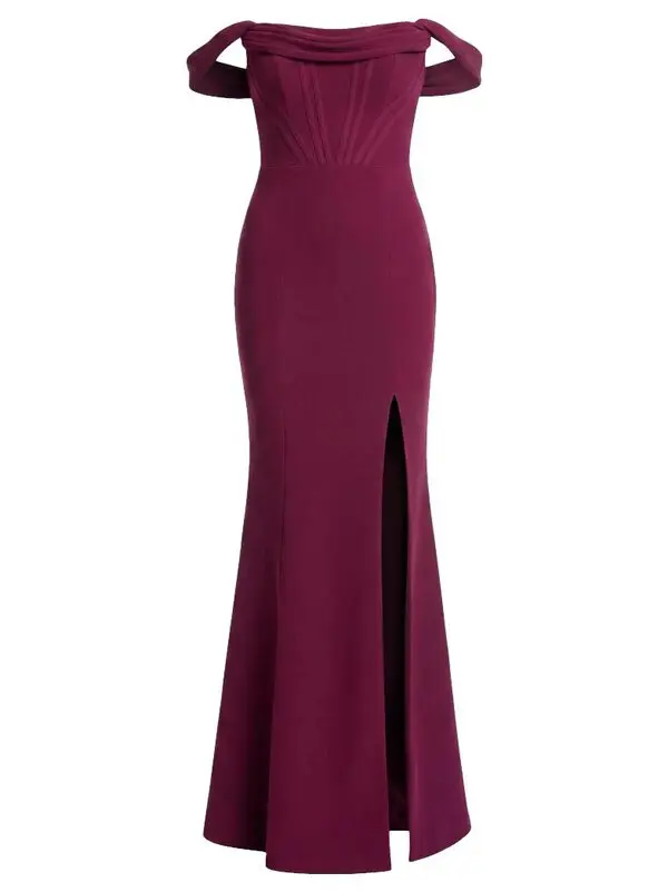 Dress The Population Melania Bustier Mermaid Gown - Dark Cherry