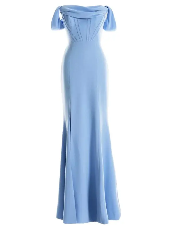 Dress The Population Melania Bustier Mermaid Gown - Sky