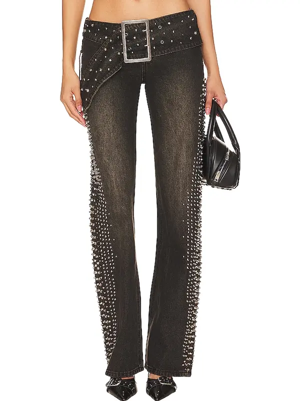 JADED LONDON Studded Low Rise Jeans - Dark Wash