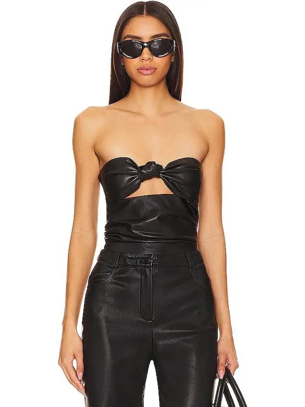 LOVERS AND FRIENDS X Anja Dujakovi? Daxton Faux Leather Top - Black