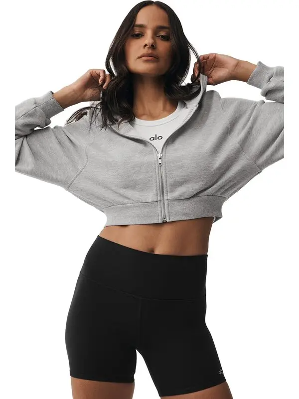 Alo Yoga Sweet Escape Zip Up Hoodie - Athletic Heather Grey