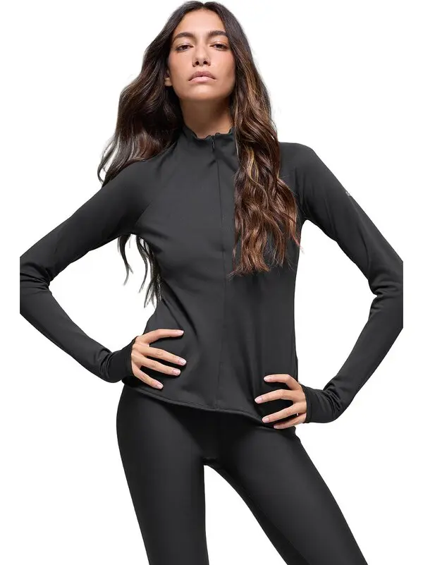 Alo Yoga Airlift Winter Warm 1/4 Zip Long Sleeve Top - Black