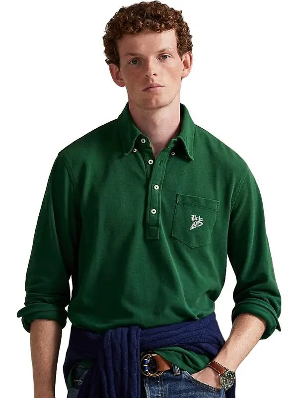Ralph Lauren Classic Fit Embroidered Mesh Polo Shirt - New Forest