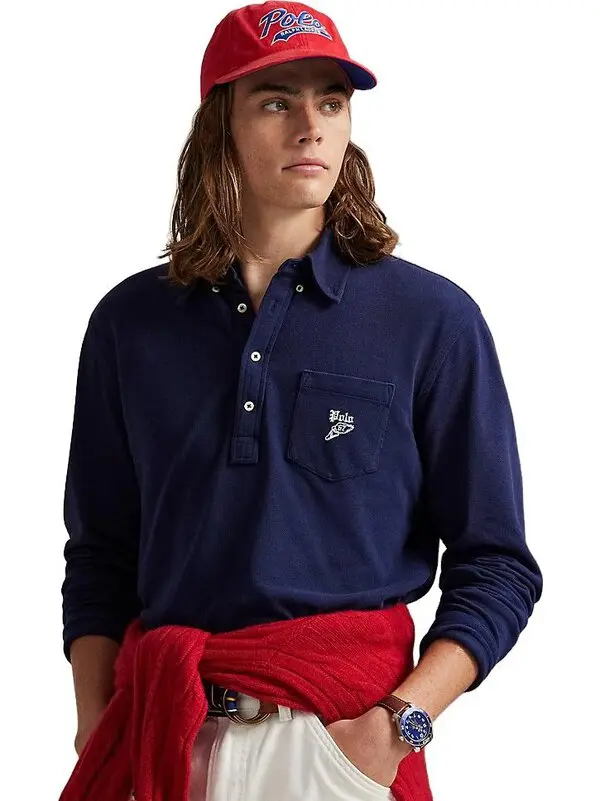 Ralph Lauren Classic Fit Embroidered Mesh Polo Shirt - Newport Navy