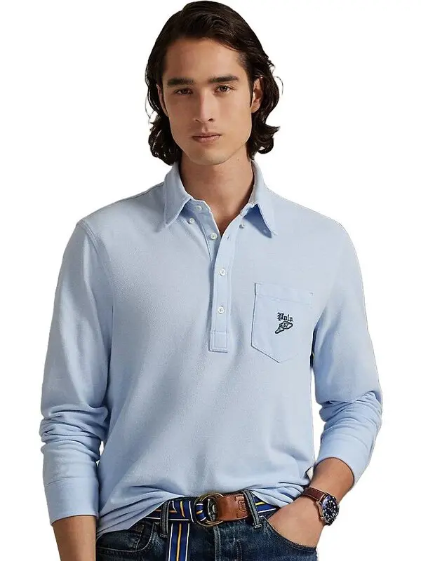 Ralph Lauren Classic Fit Embroidered Mesh Polo Shirt - Southport Blue