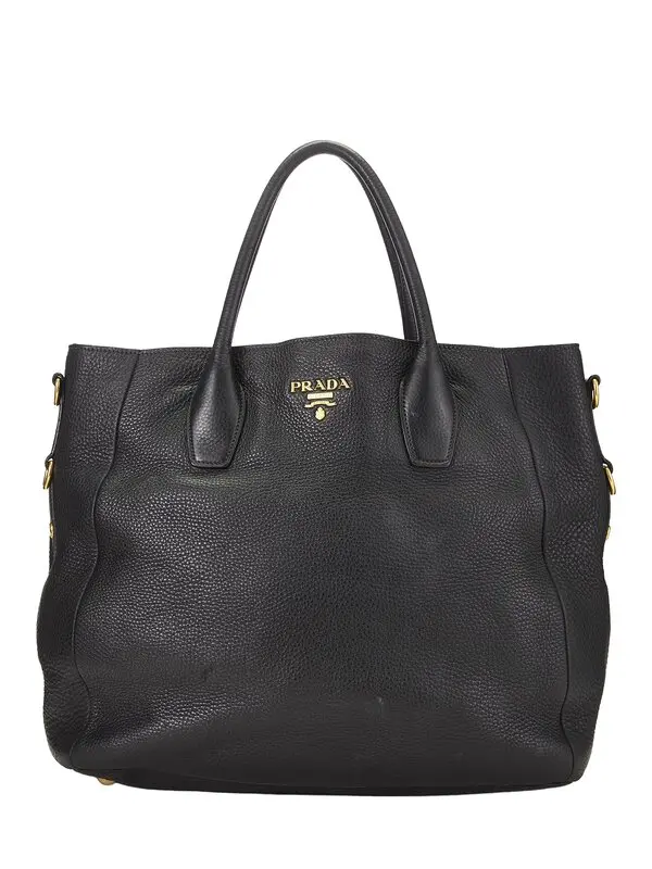 Prada Vitello Daino Sacca 2 Manici - Black