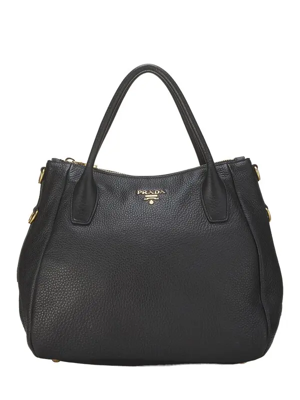 Prada Vitello Daino Sacca 2 Manici Tote Bag - Black