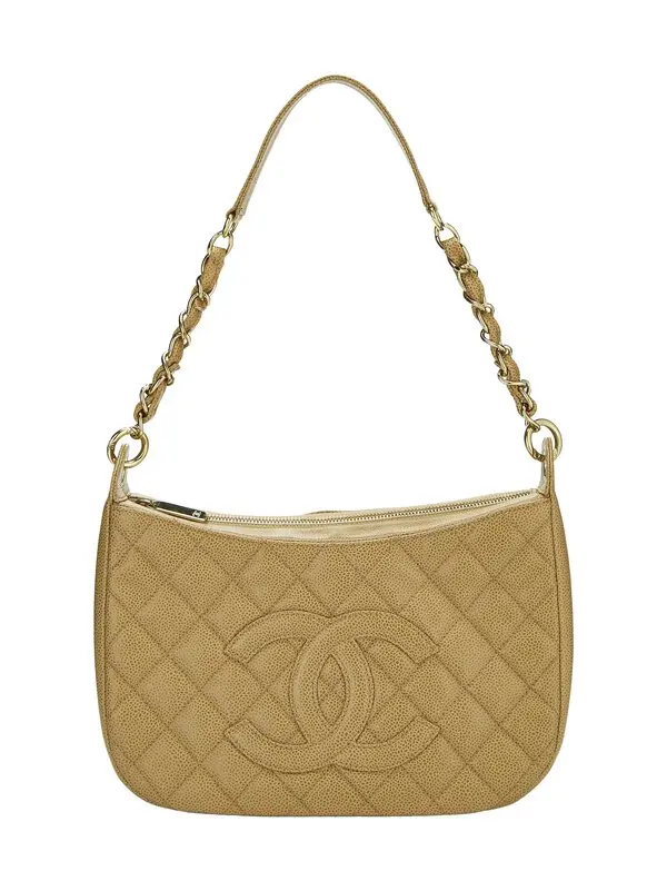 Chanel Caviar Timeless Cc Shoulder Bag - Beige