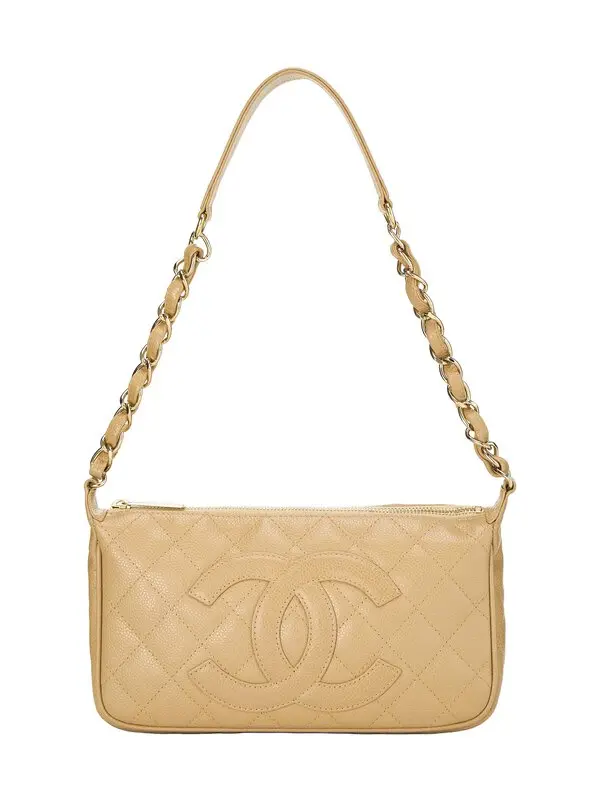 Chanel Caviar Timeless Cc Shoulder Bag - Beige