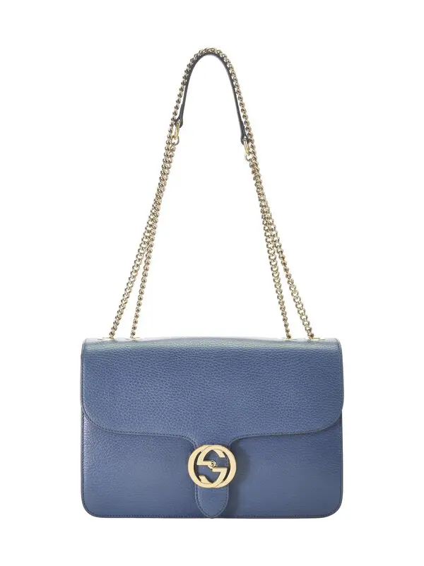 Gucci Leather Interlocking Crossbody Bag - Blue
