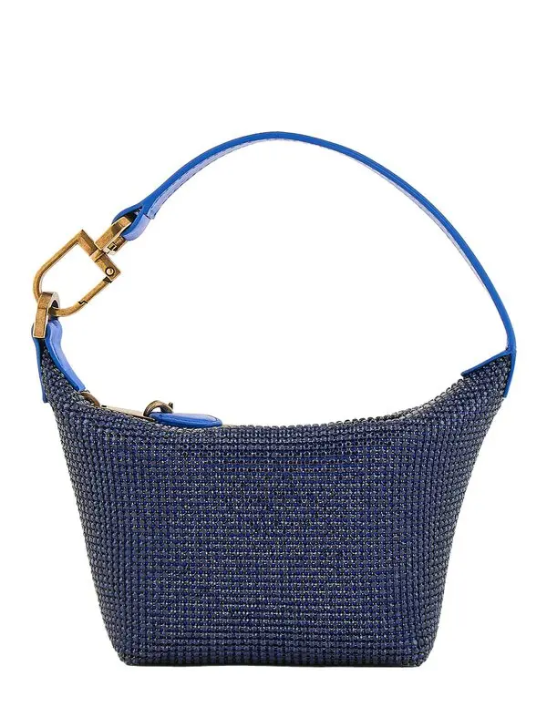 Giorgio Armani La Prima Soft Mini Handbag In Metallic Knit With Rhinestones - Blue