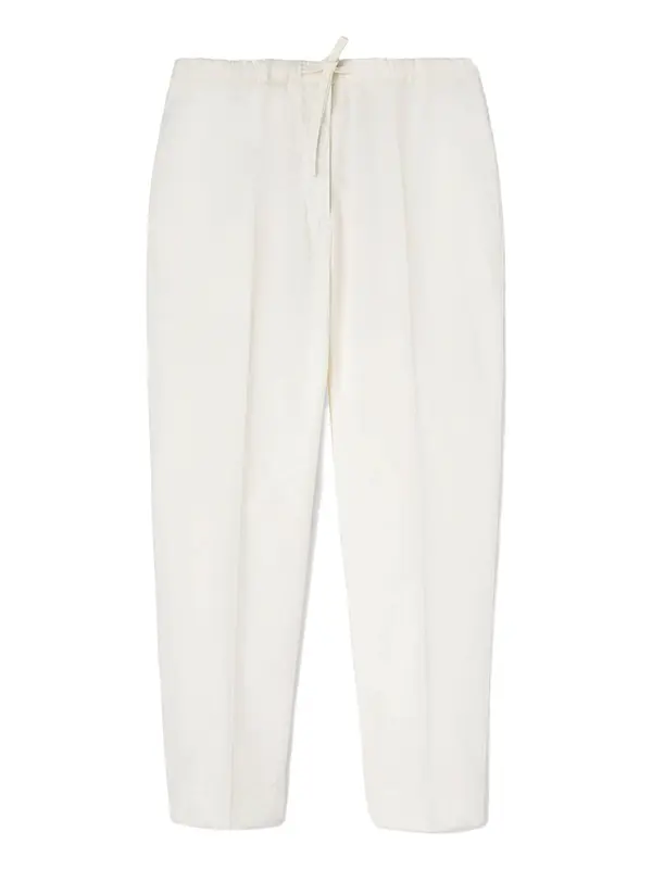 JIL SANDER Drawstring-waistband Cotton Trousers - White