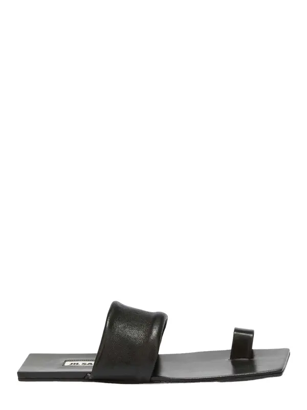 JIL SANDER Square Open-toe Leather Sandals - Black