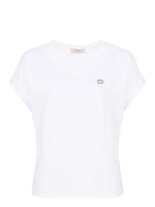 TWINSET Logo-plaque Cotton T-shirt - White