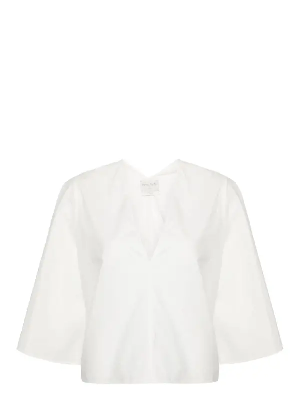 FORTE_FORTE Poplin Bell-sleeves Blouse - White