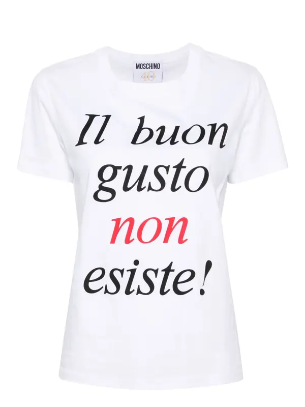 Moschino Slogan-print Organic-cotton T-shirt - White