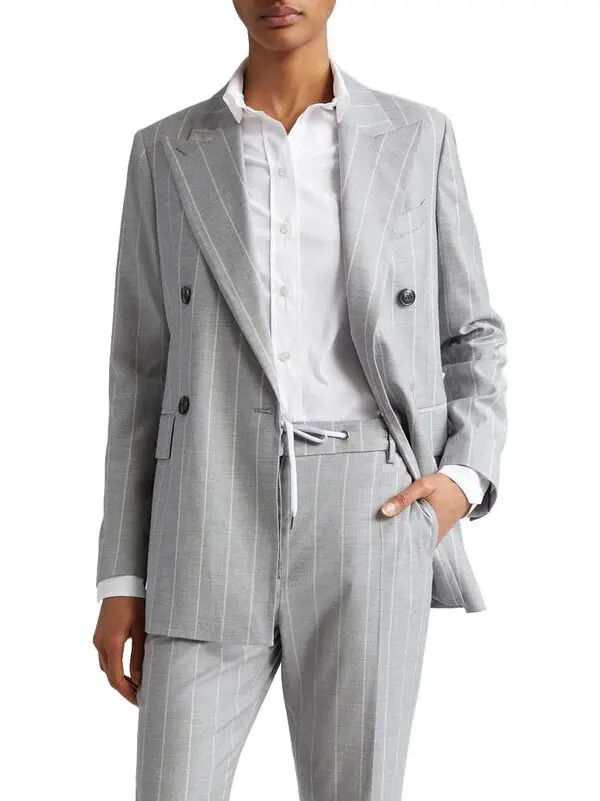 Eleventy Pinstripe Double-breasted Blazer - Gray