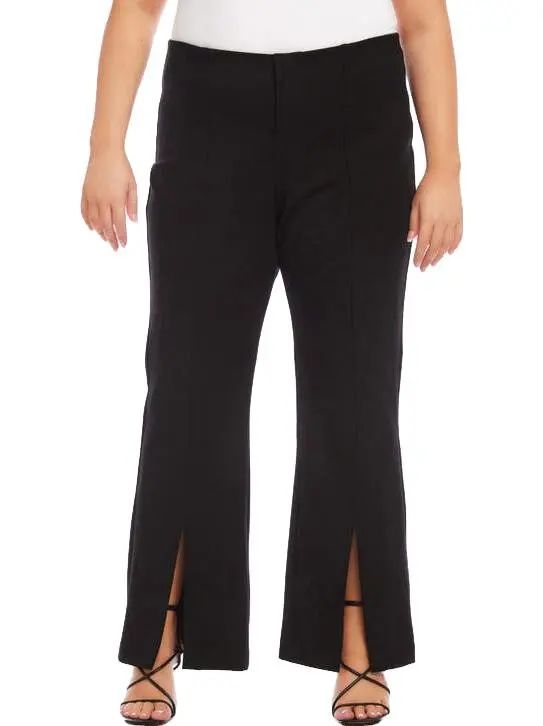Karen Kane Front Slit Bootcut Trousers - Black