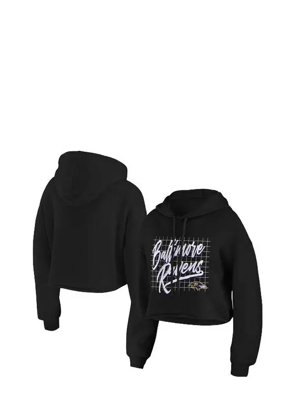 WEAR BY ERIN ANDREWS Baltimore Ravens Cropped Pullover Hoodie - Black