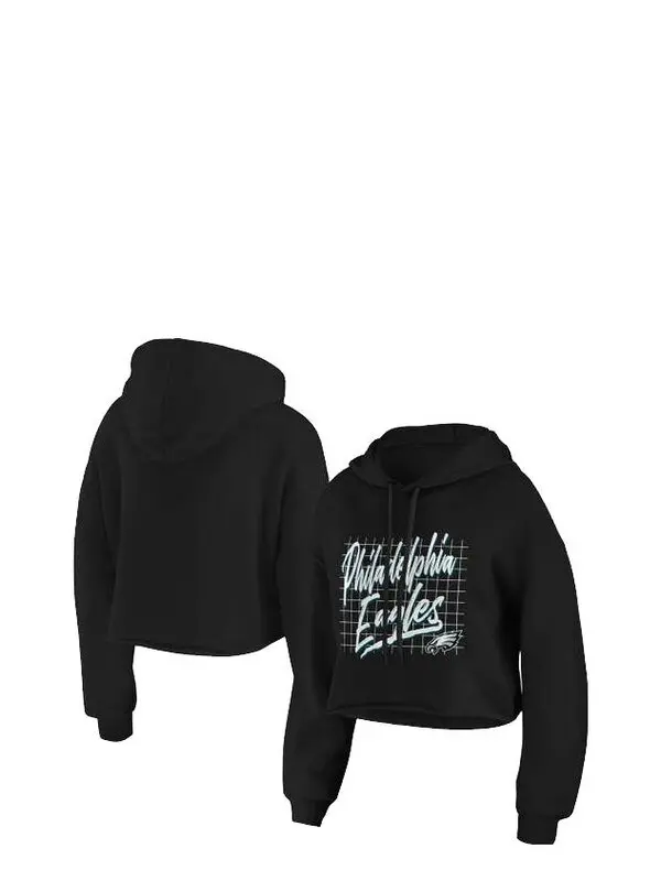 WEAR BY ERIN ANDREWS Philadelphia Eagles Cropped Pullover Hoodie - Black