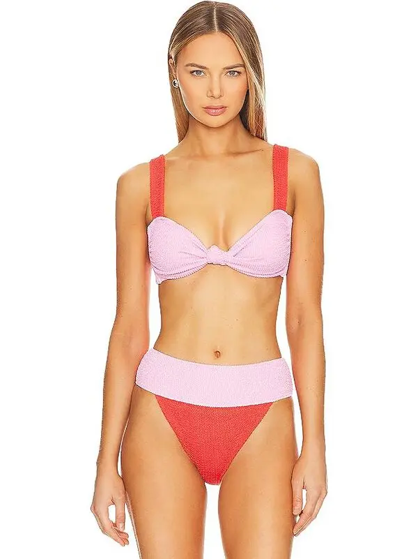 Show Me Your Mumu Aruba Bikini Top - Bubblegum Colorblock Scrunch