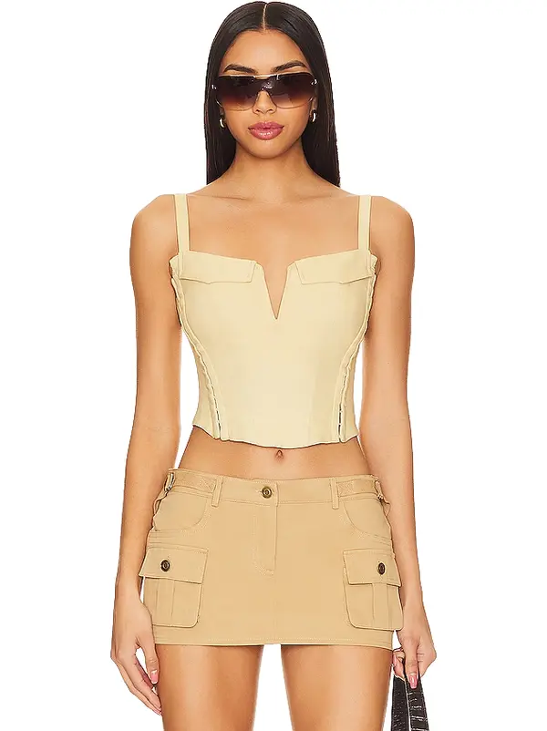 Superdown Leslie Cargo Corset Top - Toast