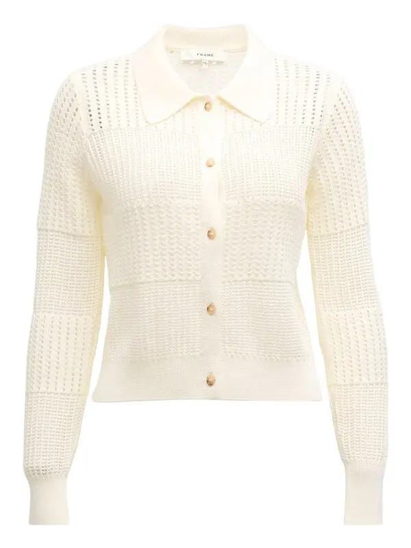 FRAME Shrunken Crochet Cardigan - Off White