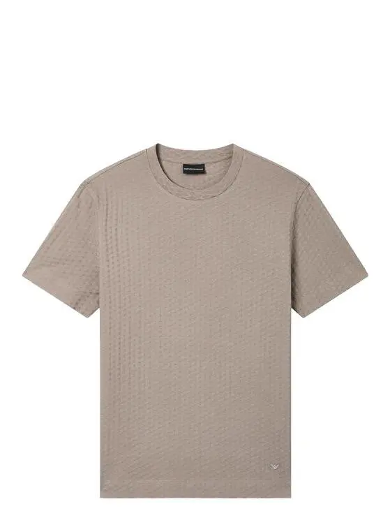 Emporio Armani Asv Us Exclusive Jacquard Jersey T-shirt - Natural