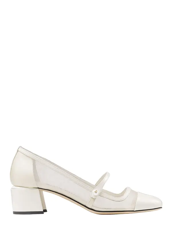 JIMMY CHOO Elisa 45 Leather Mary Jane Pumps - White