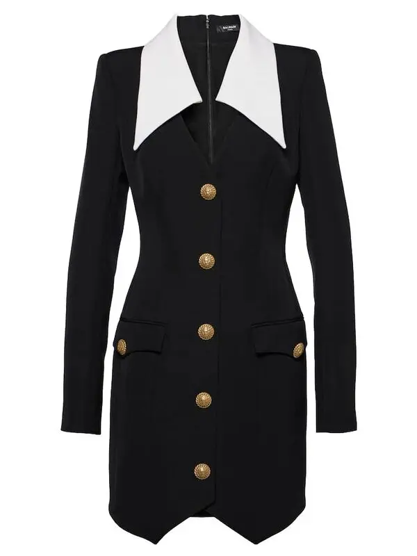 Balmain Virgin Wool Minidress - Black