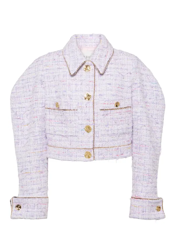 Nina Ricci Cropped Cotton-blend Tweed Jacket - Purple