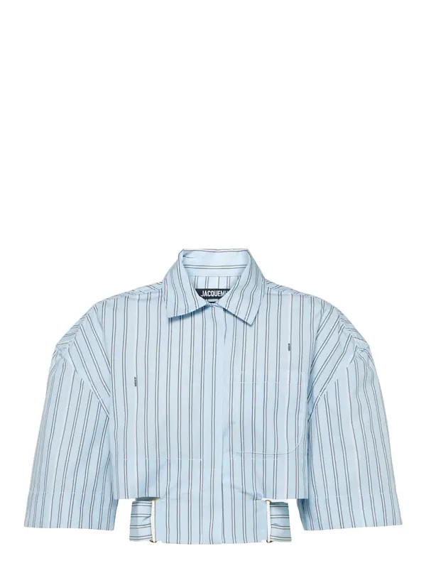 Jacquemus La Chemise Courte Bari Striped Cotton Shirt - Blue