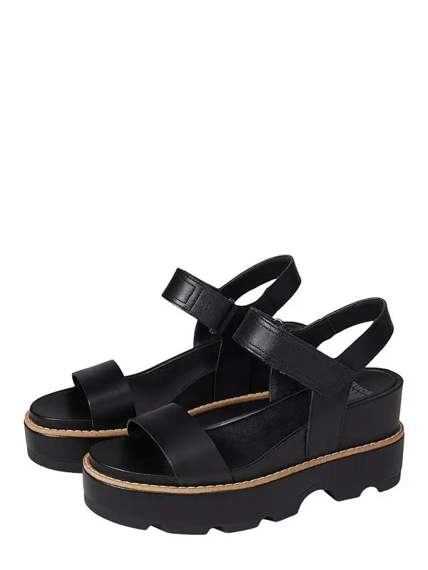 Sorel Joanietm Iv Y Strap Wedge Sandals - Black